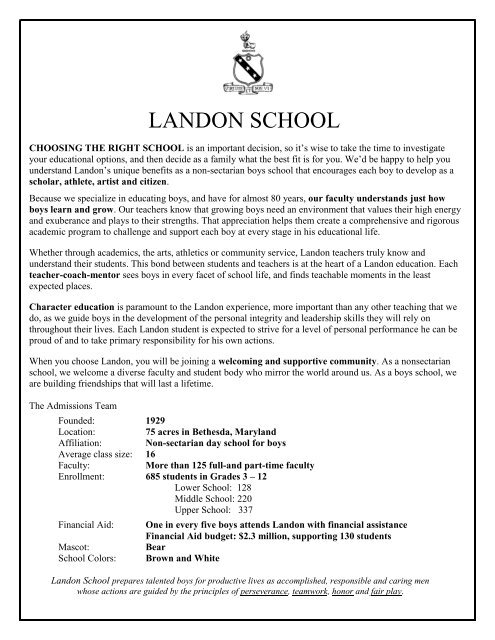 LANDON SCHOOL