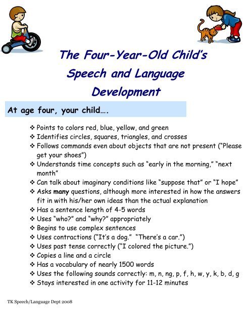 The Four-Year-Old Child's Speech and Language Development