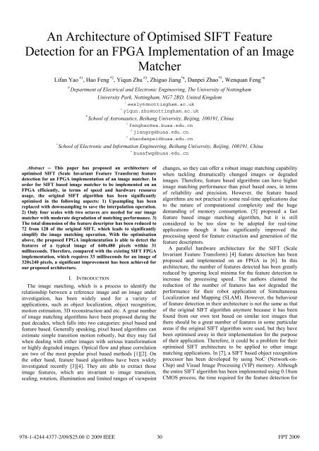 An Architecture Of Optimised Sift Feature Detection Soc Fudan