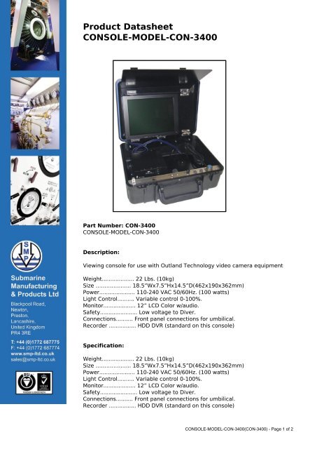 Product Datasheet: CONSOLE-MODEL-CON-3400