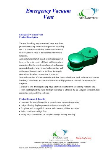 The Whessoe - Varec Vapour Control range of Emergency Vents ...