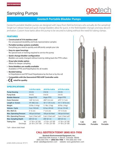 Geotech Portable Bladder Pumps - In-Situ Inc.