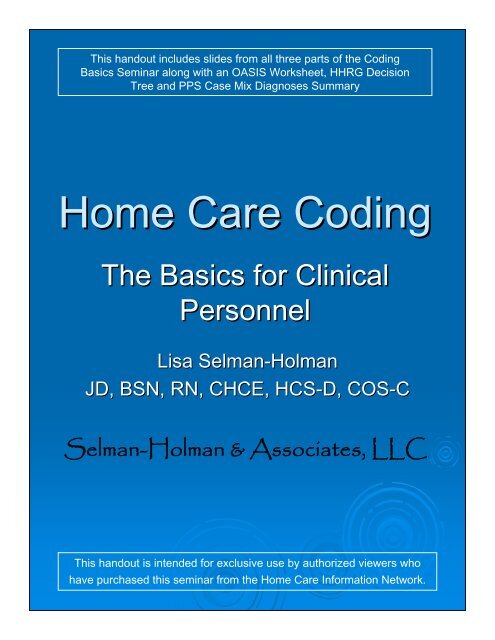 Home Care Coding - Home Care Information Network