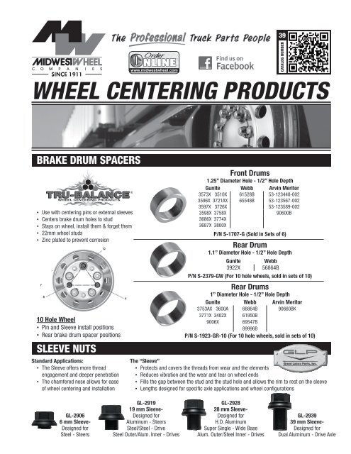 Wheel Centering Products 11/13/2012 - Midwest Wheel Companies