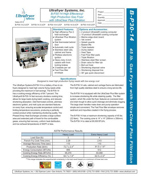B-P30-14 - Ultrafryer Systems