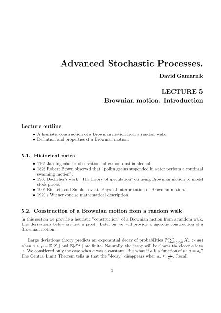 Advanced Stochastic Processes.
