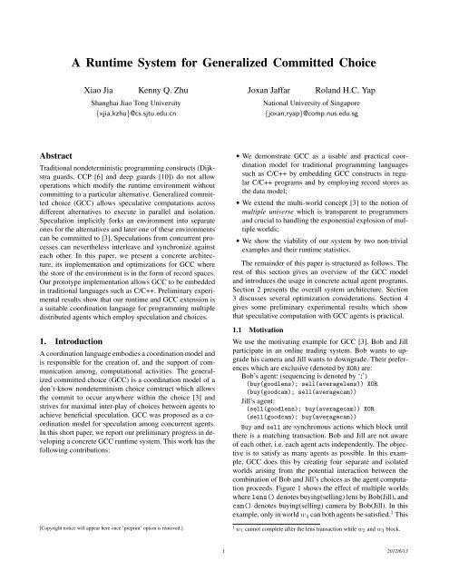 A Runtime System for Generalized Committed Choice