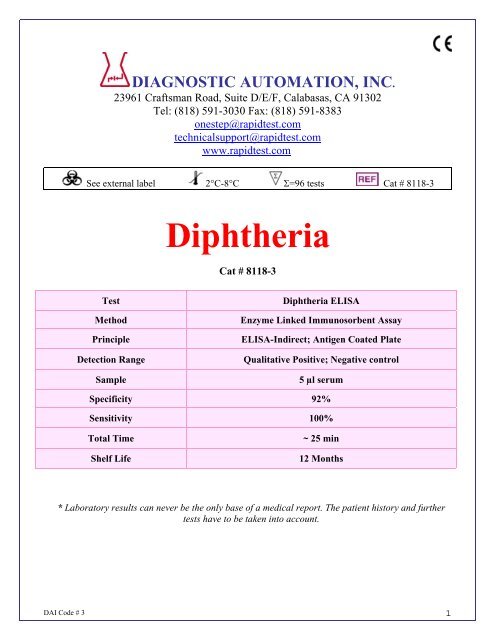Diphtheria - ELISA kits