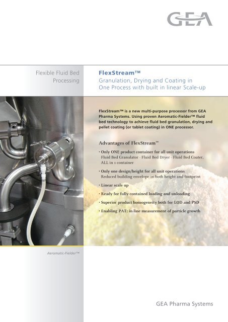 FlexStream™ Fluid Bed Processor - GEA Pharma Systems