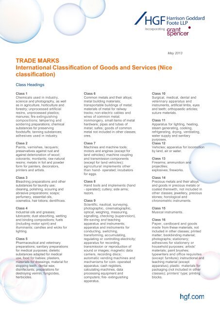 International Classification of Goods and Services - Harrison ...