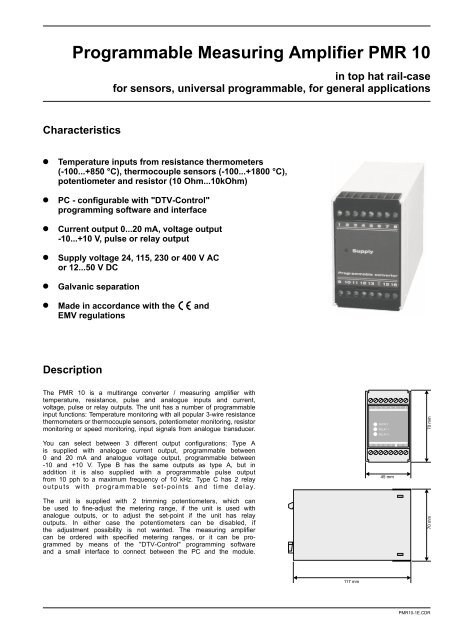 Programmable Measuring Amplifier PMR 10 - Sensors