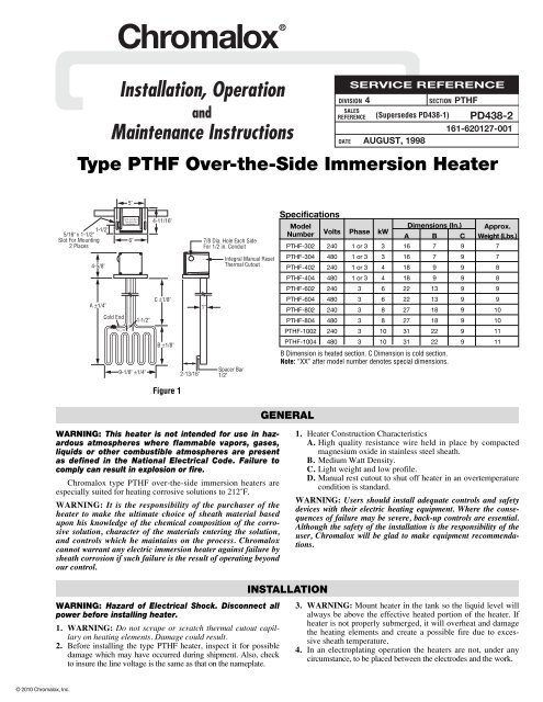 PTHF Side Mount Metal Sheath Thin Blade Heater Installation Manual