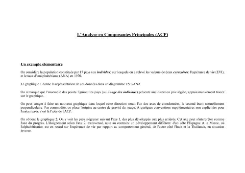 L'Analyse en Composantes Principales (ACP) - Cours d ...