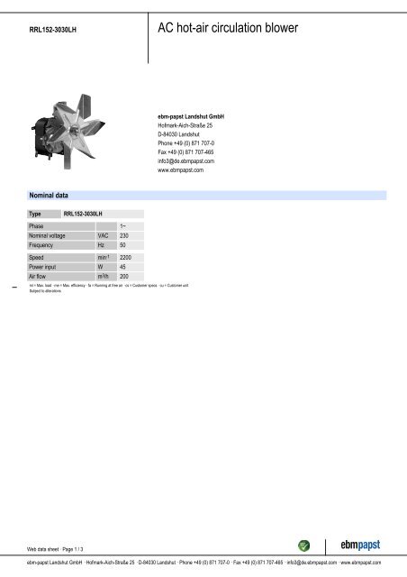 Data sheet [PDF] - ebm-papst