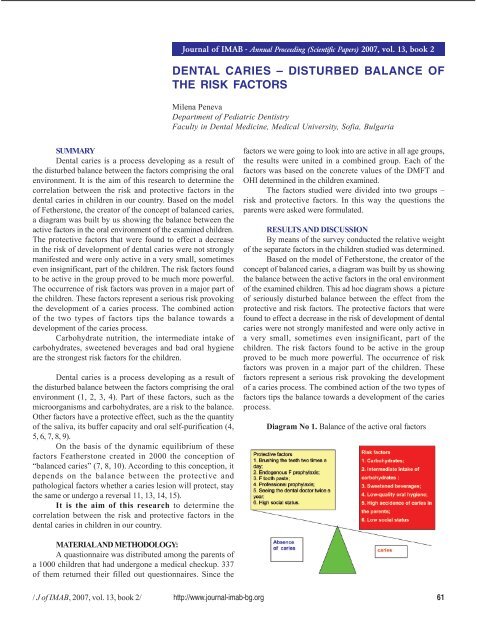 dental caries â disturbed balance of the risk factors - Journal of IMAB