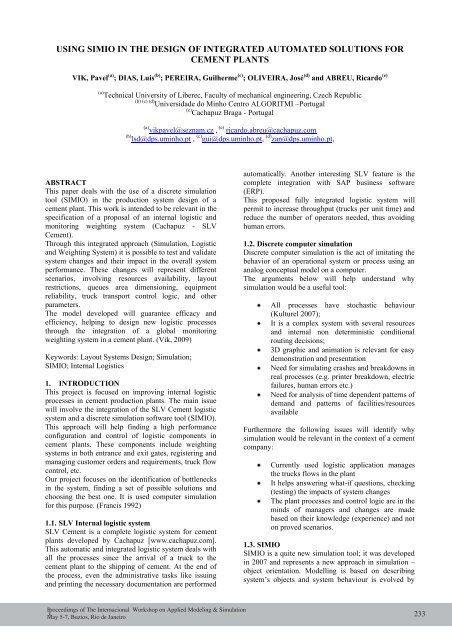 using simio in the design of integrated automated solutions ... - UFRJ