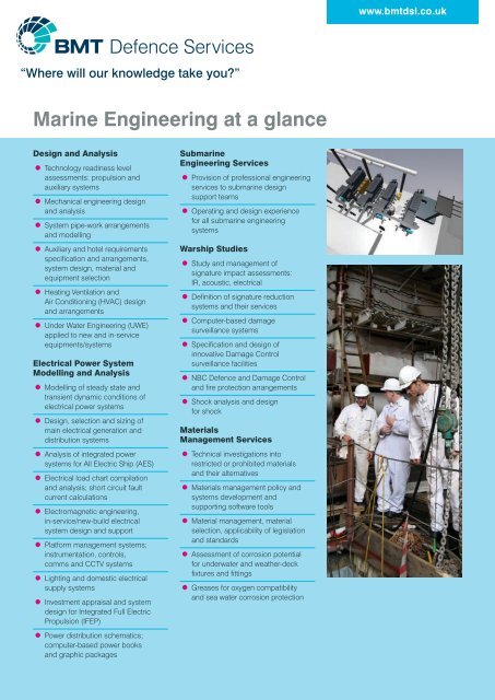 Marine Engineering at a glance - BMT Defence Services