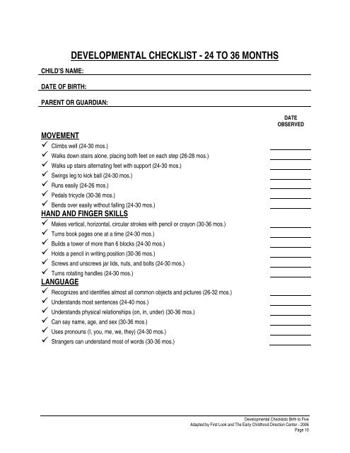 DEVELOPMENTAL CHECKLIST developmental-checklist