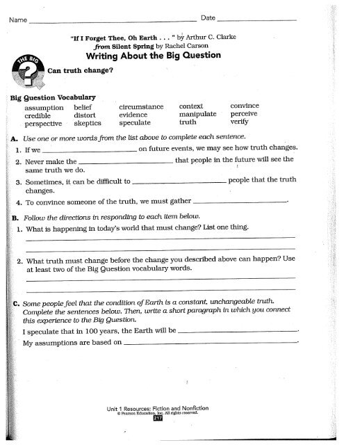 If I Forget Thee Oh Earth p. 217-220 worksheets