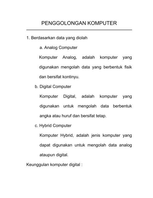 Penggolongan Komputer - Perumperindo.co.id