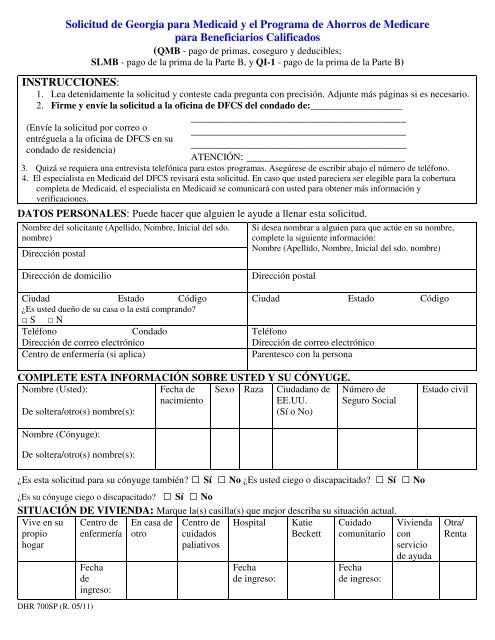 Solicitud de Georgia para Medicaid y el Programa de Ahorros de ...