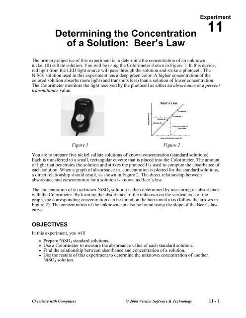 Determining the Concentration of a Solution: Beer's Law - Vernier ...