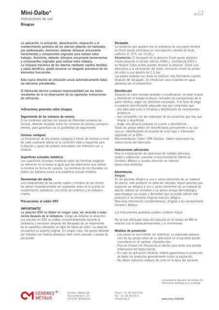 Mini-Dalbo® - Cendres & Métaux SA