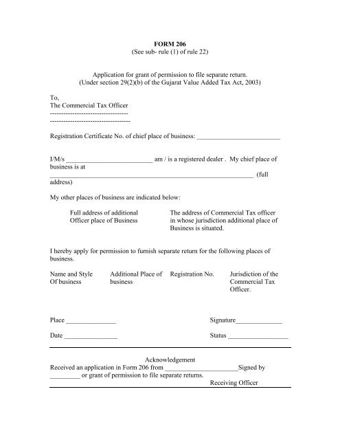 FORM 206 - Commercial Tax