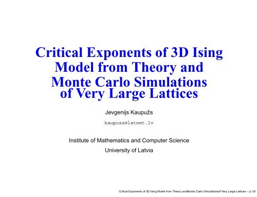 critical exponent of 3D model from theory and Monte carlo spmulation