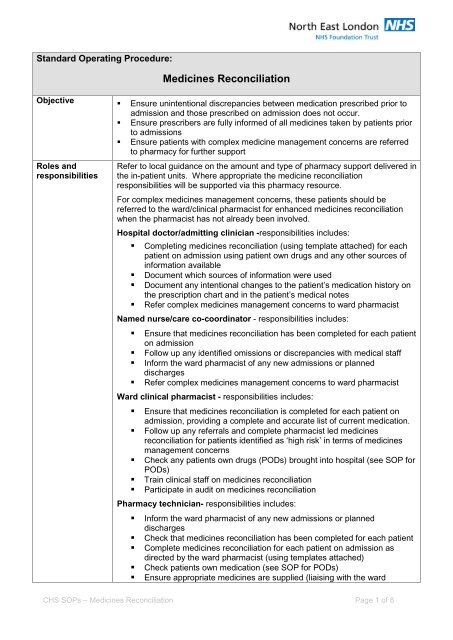 Appendix 5 - Medicines reconciliation