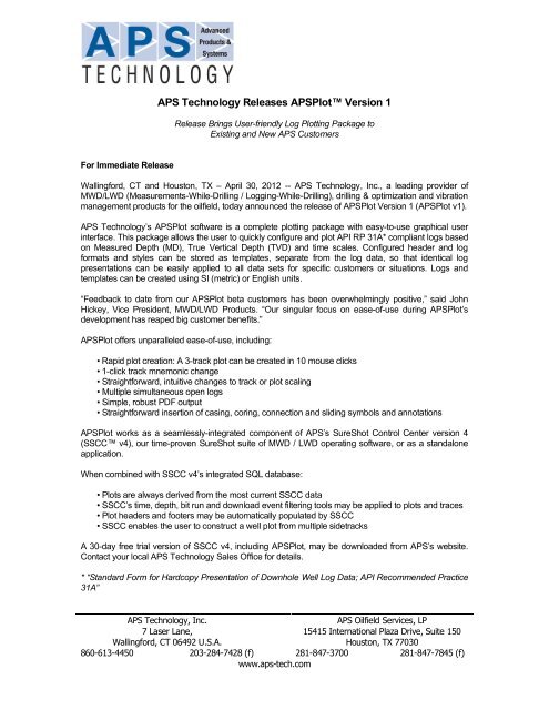 Press Release - APS Technology