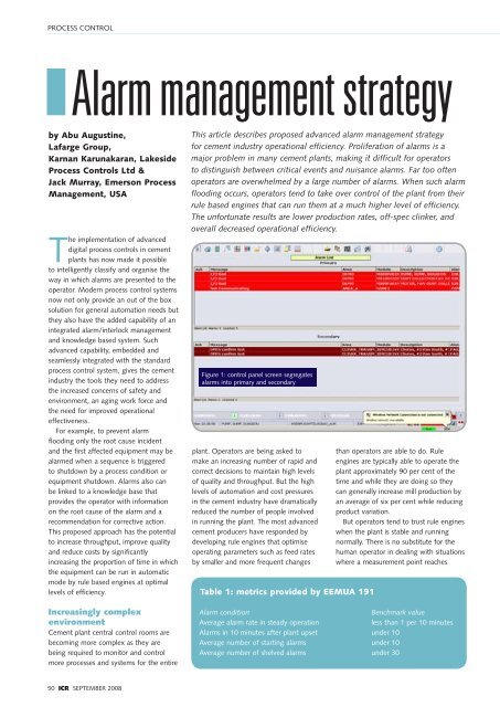 Alarm management strategy - Emerson Process Experts
