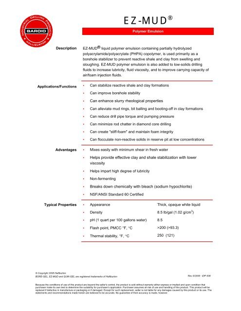 EZ-MUD® liquid polymer emulsion - Boode Waterwell Systems