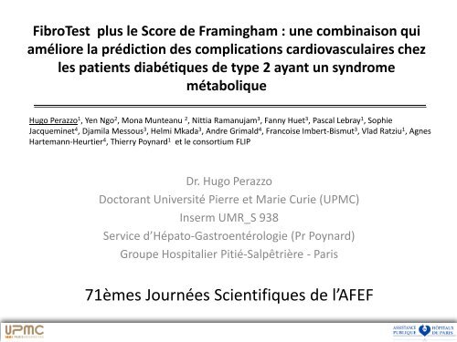 FibroTest (FT) plus le Score de Framingham (SF) : une ... - Afef