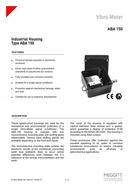 ABA 150 Industrial Housing Type ABA 150 - Vibro-Meter