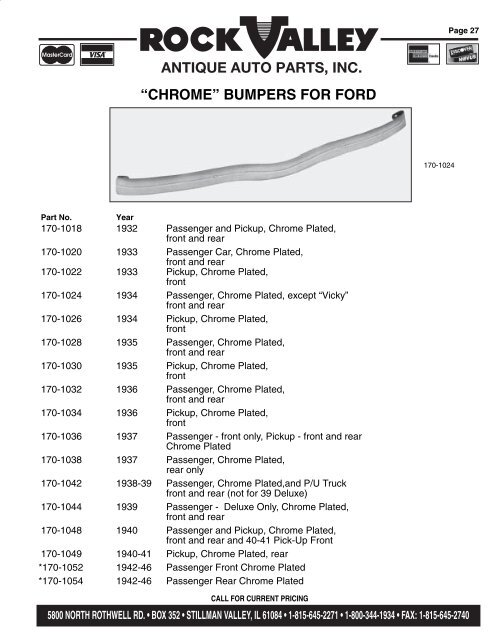 Bumpers For Ford - Rock Valley Antique Auto Parts, Inc.