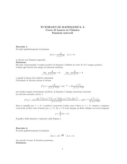 Esercizi sulle funzioni - Matematica