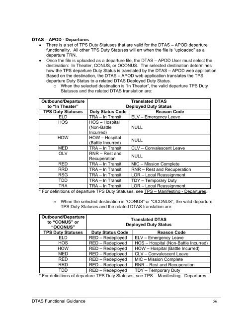DTAS – APOD - Departure