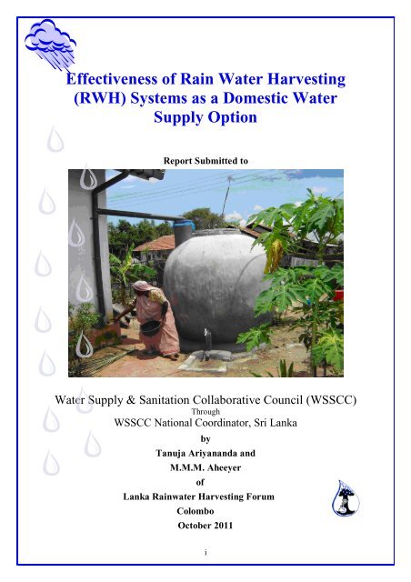 (RWH) Systems as a - Lanka Rain Water Harvesting Forum