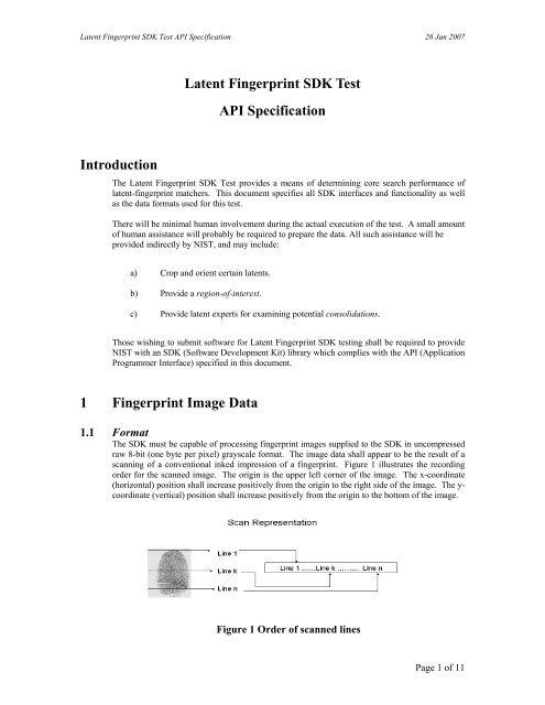 Latent Fingerprint Sdk Test Api Specification Introduction