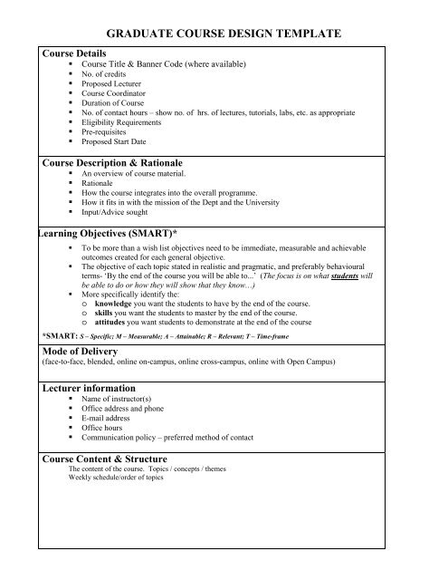 Template for submission of new/revised graduate course - Uwi.edu
