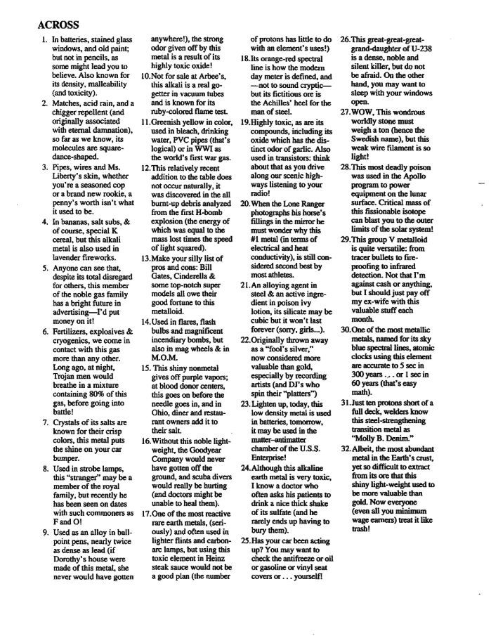 The Ultimate Element Crossword Puzzle