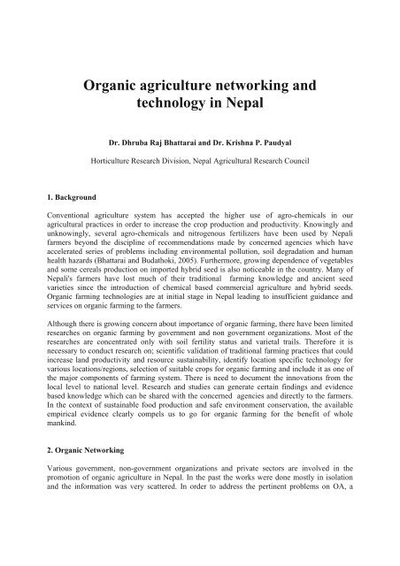 Organic agriculture networking and technology in Nepal - Afaci