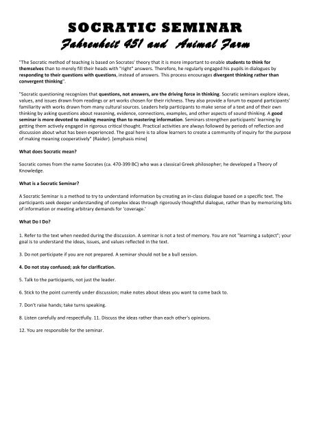 Fahrenheit 451 and Animal Farm Fahrenheit 451 and Animal Farm