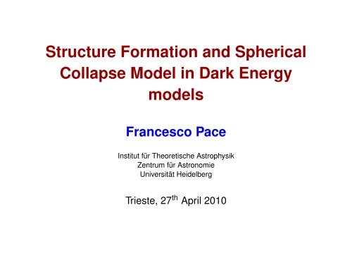 Structure Formation and Spherical Collapse Model in Dark Energy ...
