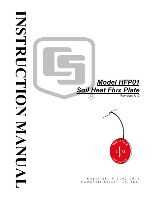 Model HFP01 Soil Heat Flux Plate - Campbell Scientific
