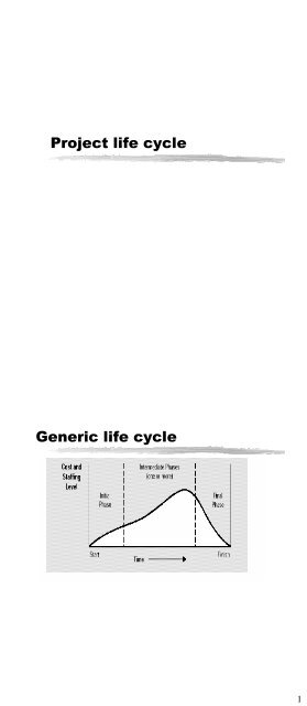 Project life cycle Generic life cycle