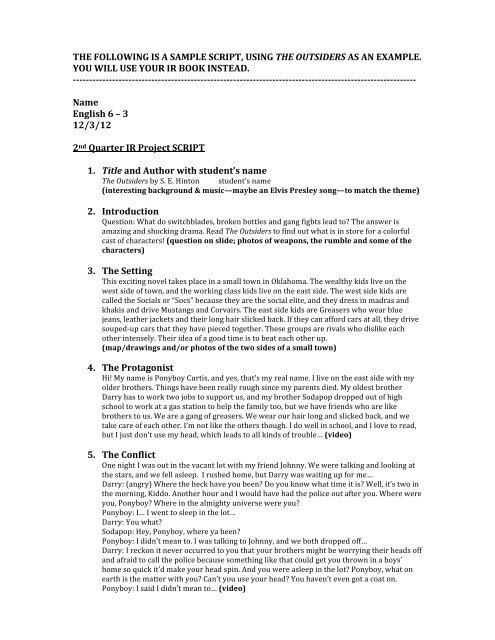 2nd Quarter IR Project SCRIPT - WhippleHill