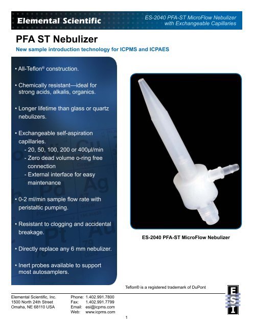 PFA ST Nebulizer - Elemental Scientific
