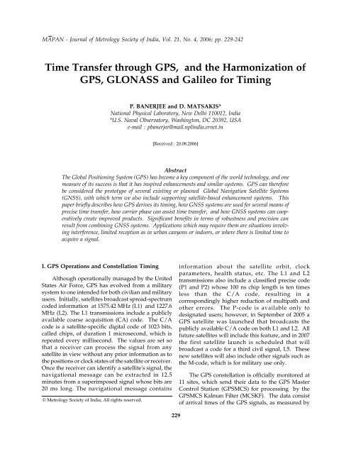 Time Transfer through GPS, and the Harmonization of GPS ...